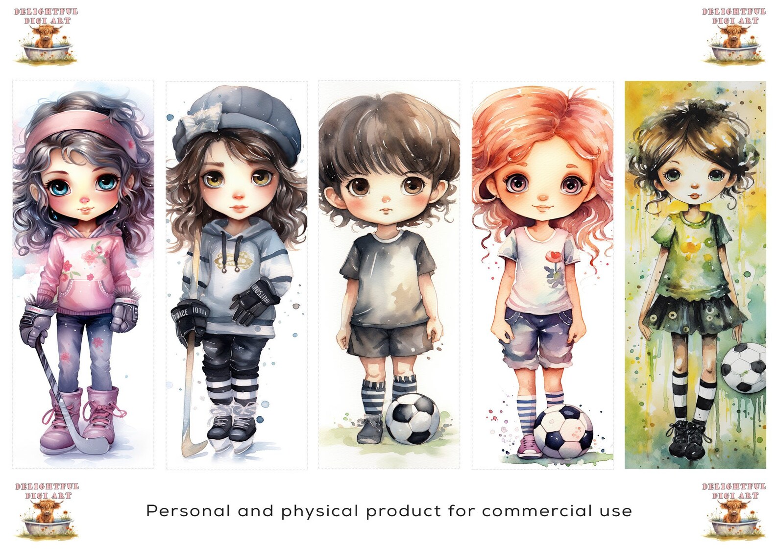 Sporty Girls Bookmarks: Sublimation Transfer, Kids Sports (ready to ...
