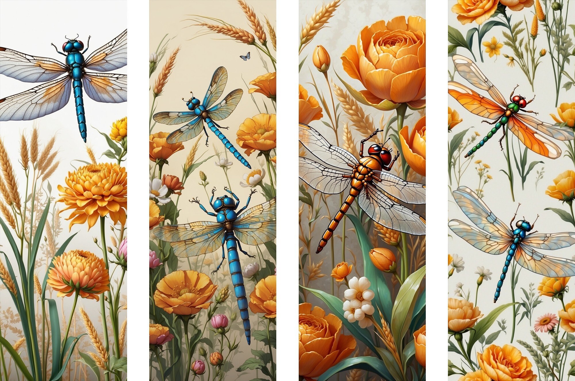 Dragonfly Floral Bookmarks: Sublimation Transfer Ready to Press - Etsy