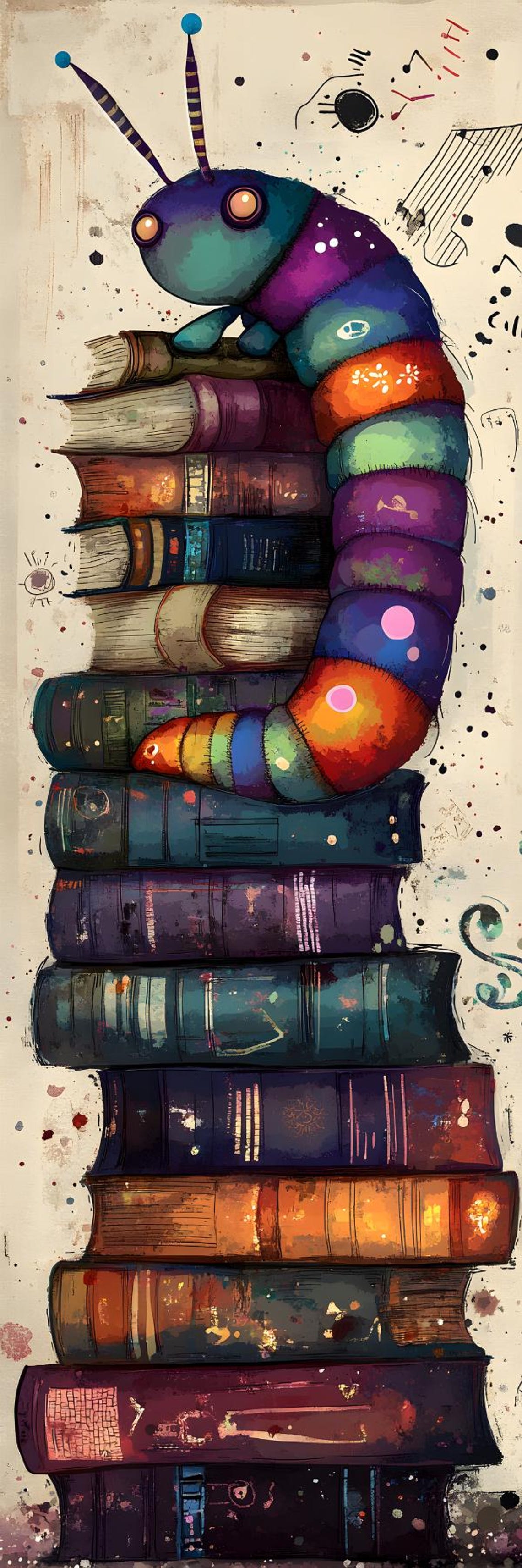 Bookworm Bookmarks | Adorable Book Stack Sublimation Transfer Ready to ...