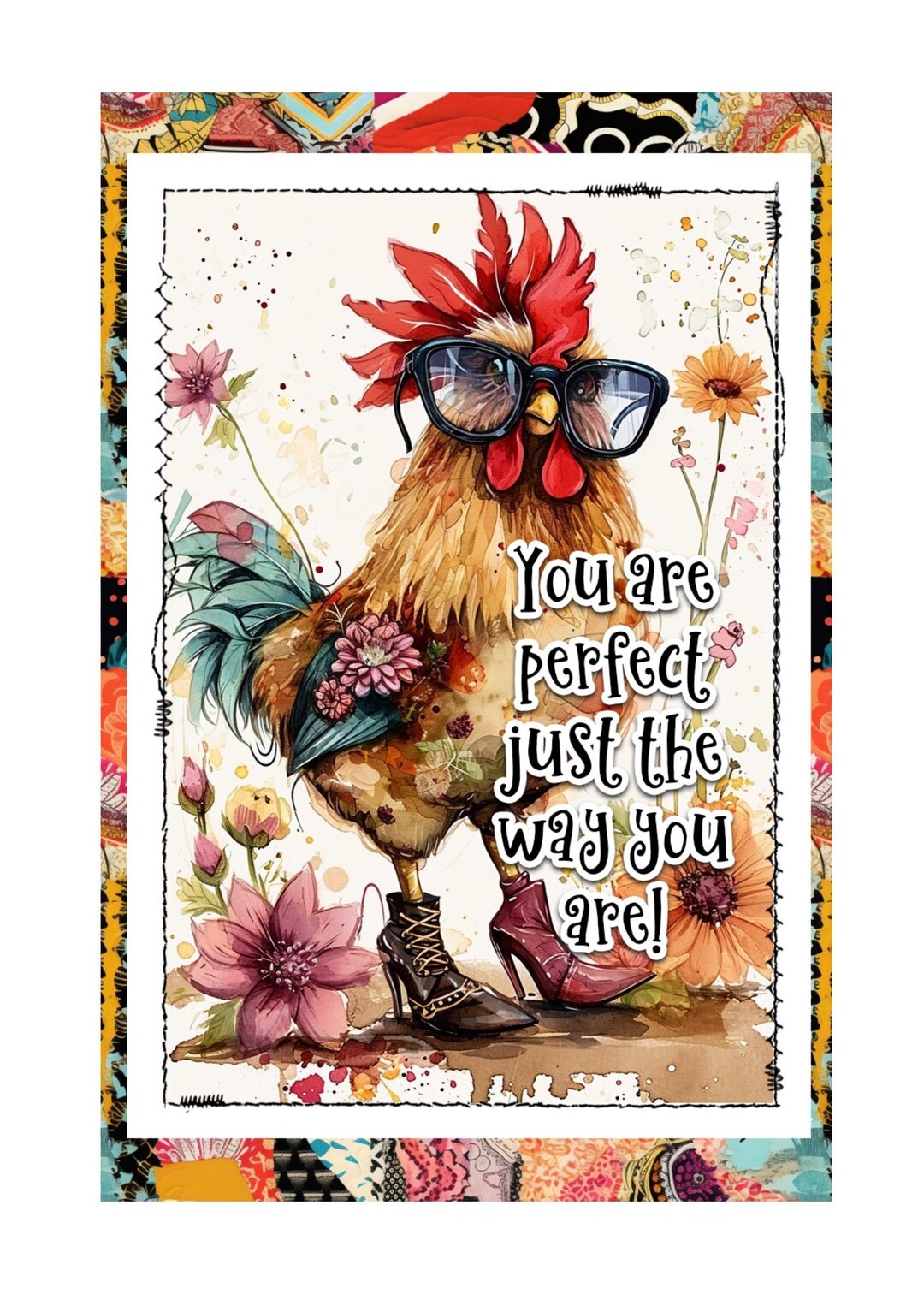 Funky Chicken Greeting Card | Printable Greeting Card | Perfect the Way ...