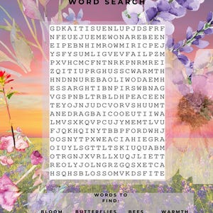 Spring Word Search | Beautiful Spring Background Word Search | Word ...