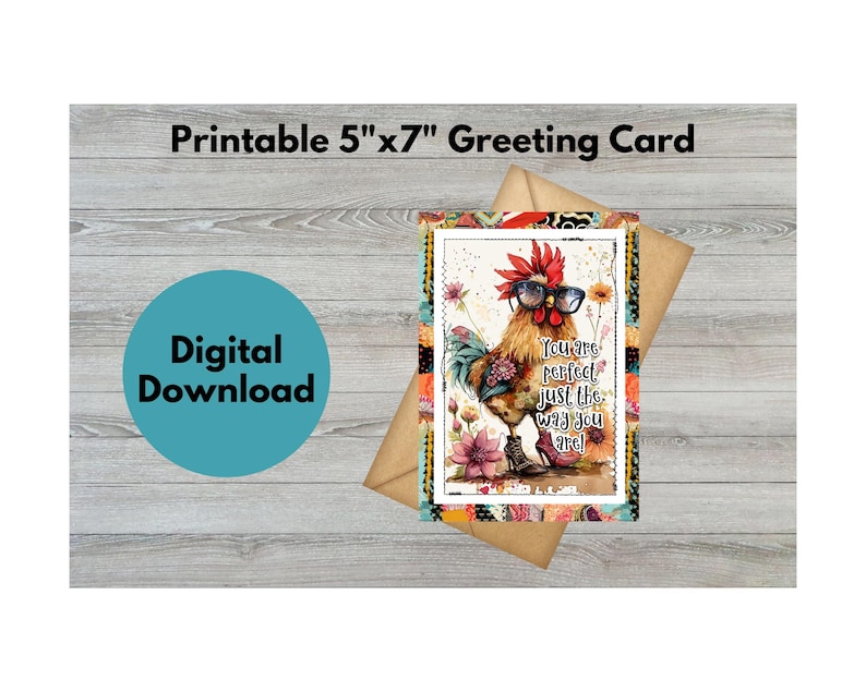 Funky Chicken Greeting Card | Printable Greeting Card | Perfect the Way ...