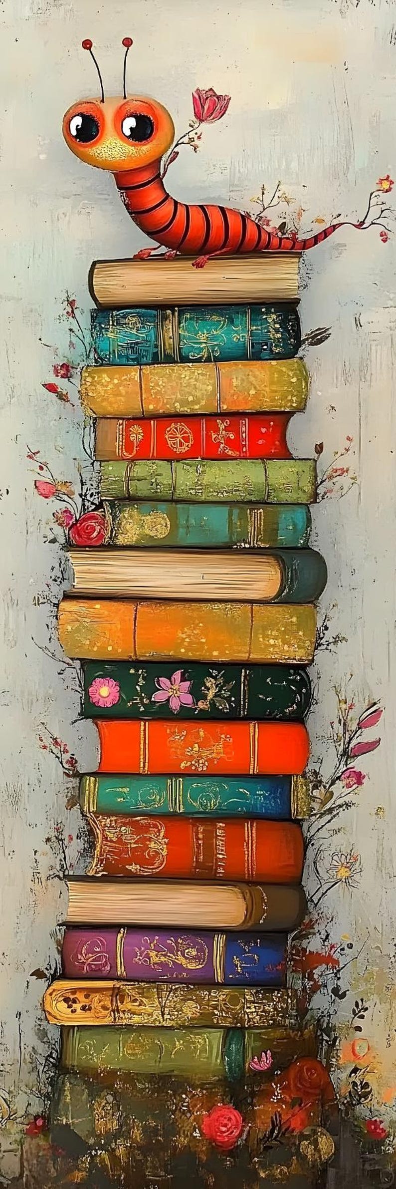 Bookworm Bookmarks | Adorable Book Stack Sublimation Transfer Ready to ...