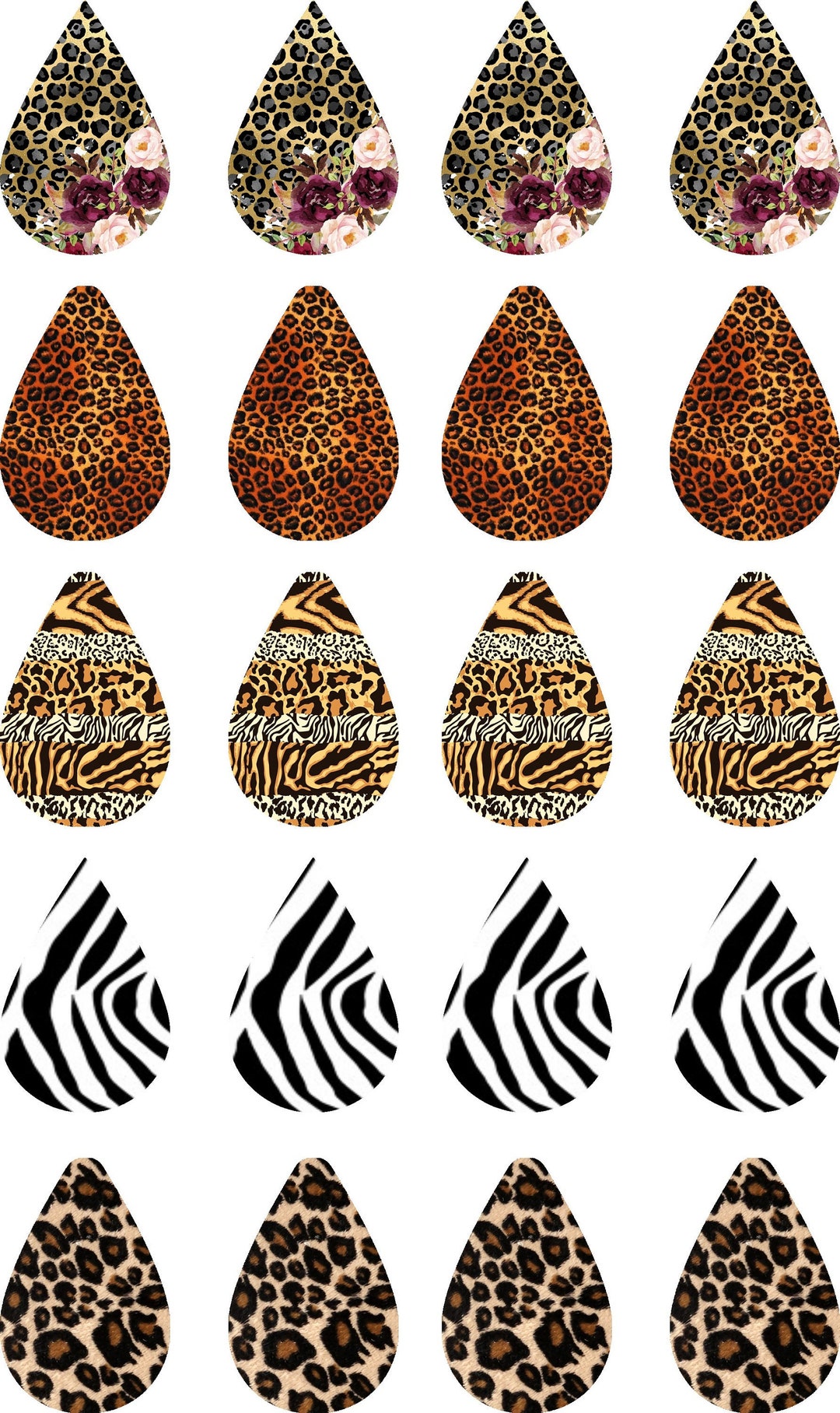 Animal Print Teardrop Earring Sublimation Transfers: Ready to Press, 5 ...
