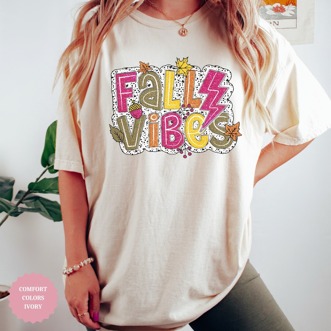 Retro Glitter Fall Vibes Shirt, Trendy Autumn Graphic Tee, Fall Gift ...