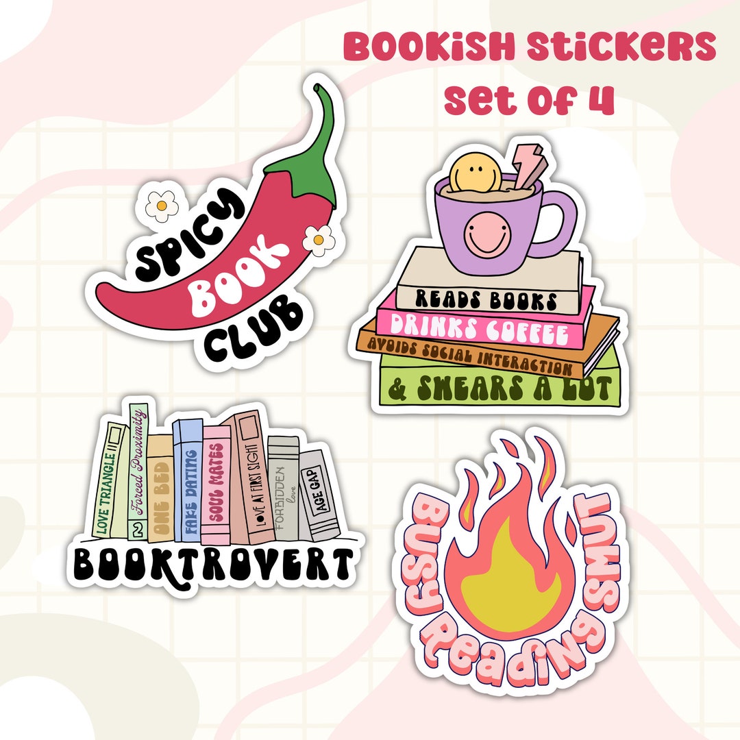 Booktrovert Sticker Bundle, Book Worm Reading Nerd, Water Bottle ...