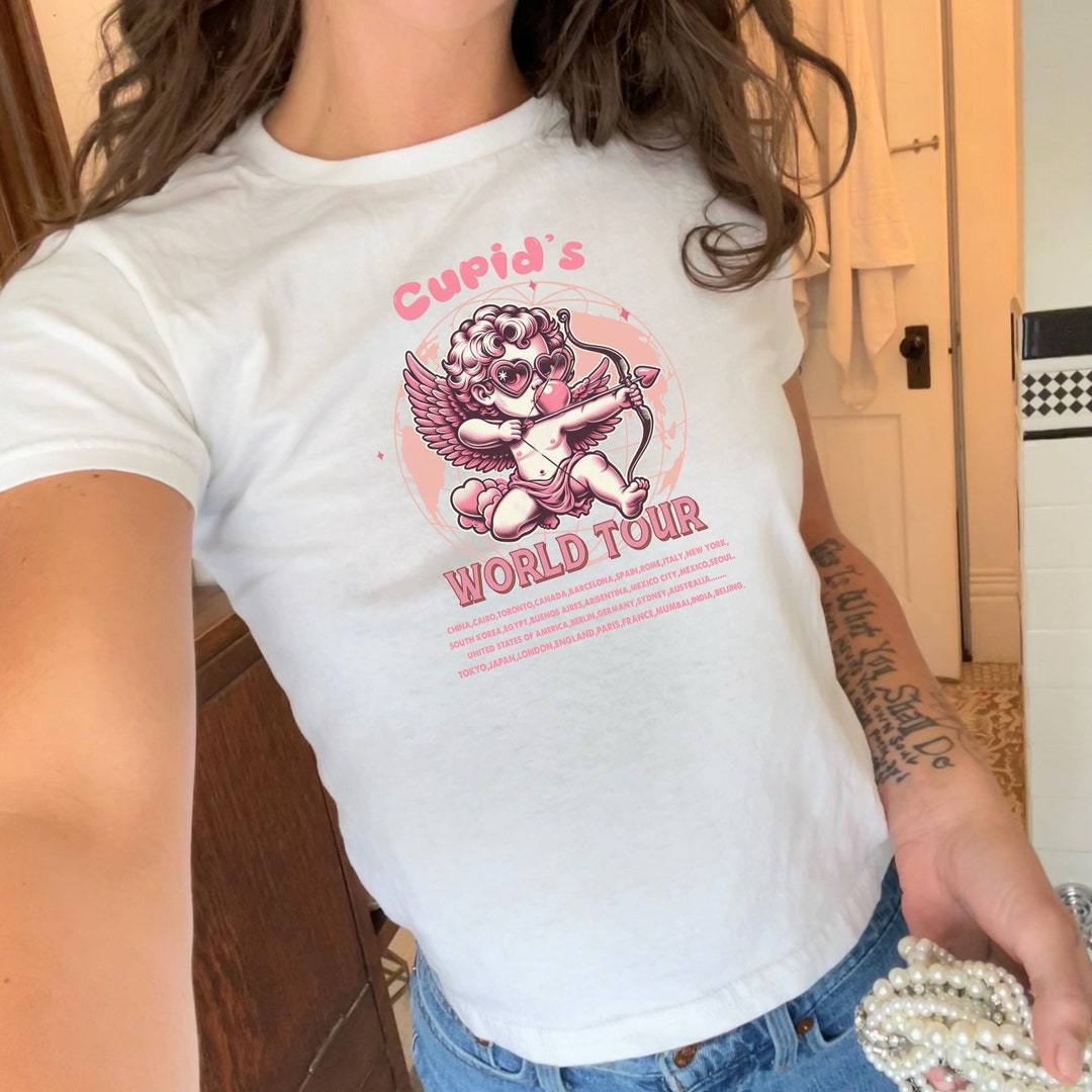 Cupid's World Tour Baby Tee, Women's Valentine's Day Cute Shirt ...