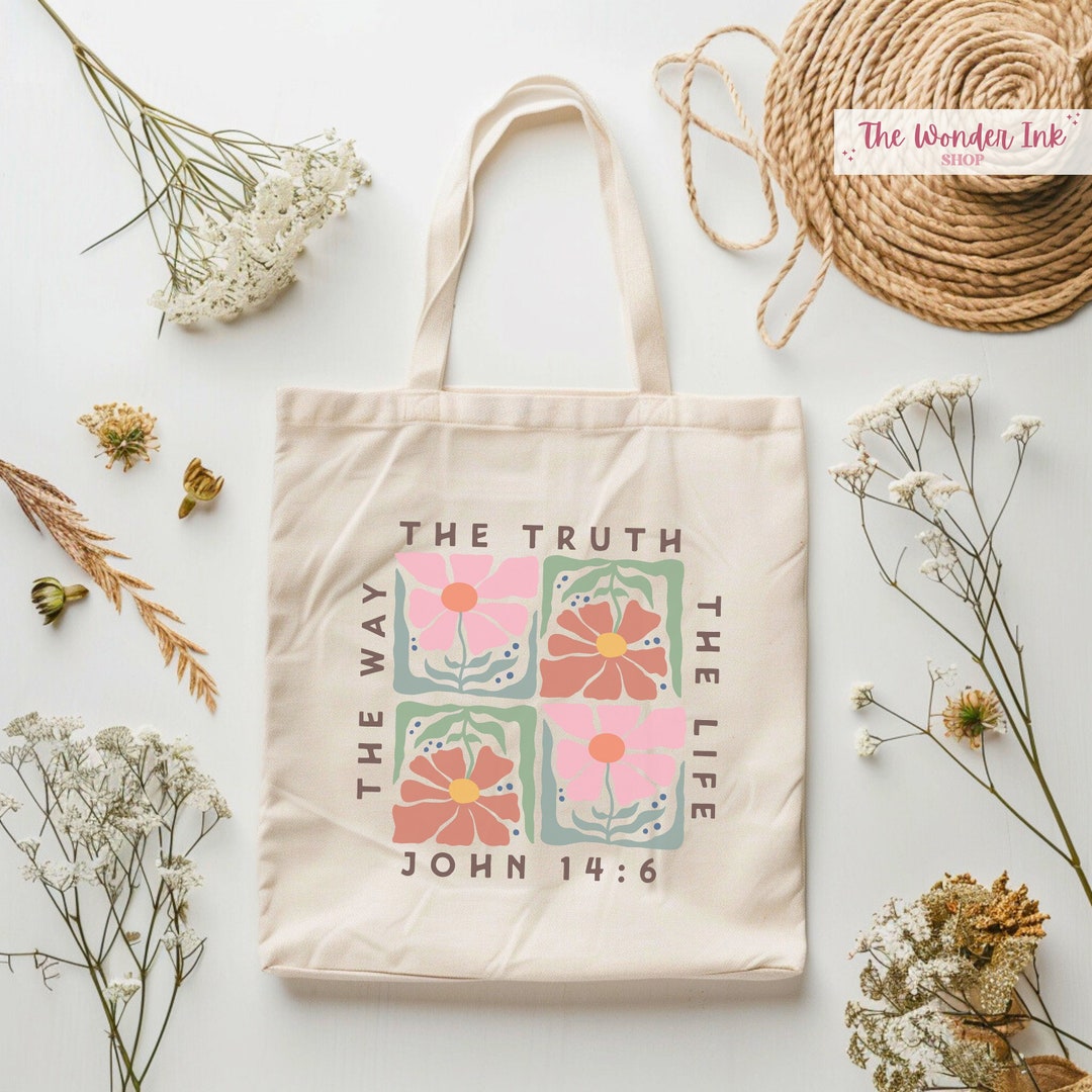 The Way the Truth the Life Christian Tote Bag, Trendy Christian Merch ...