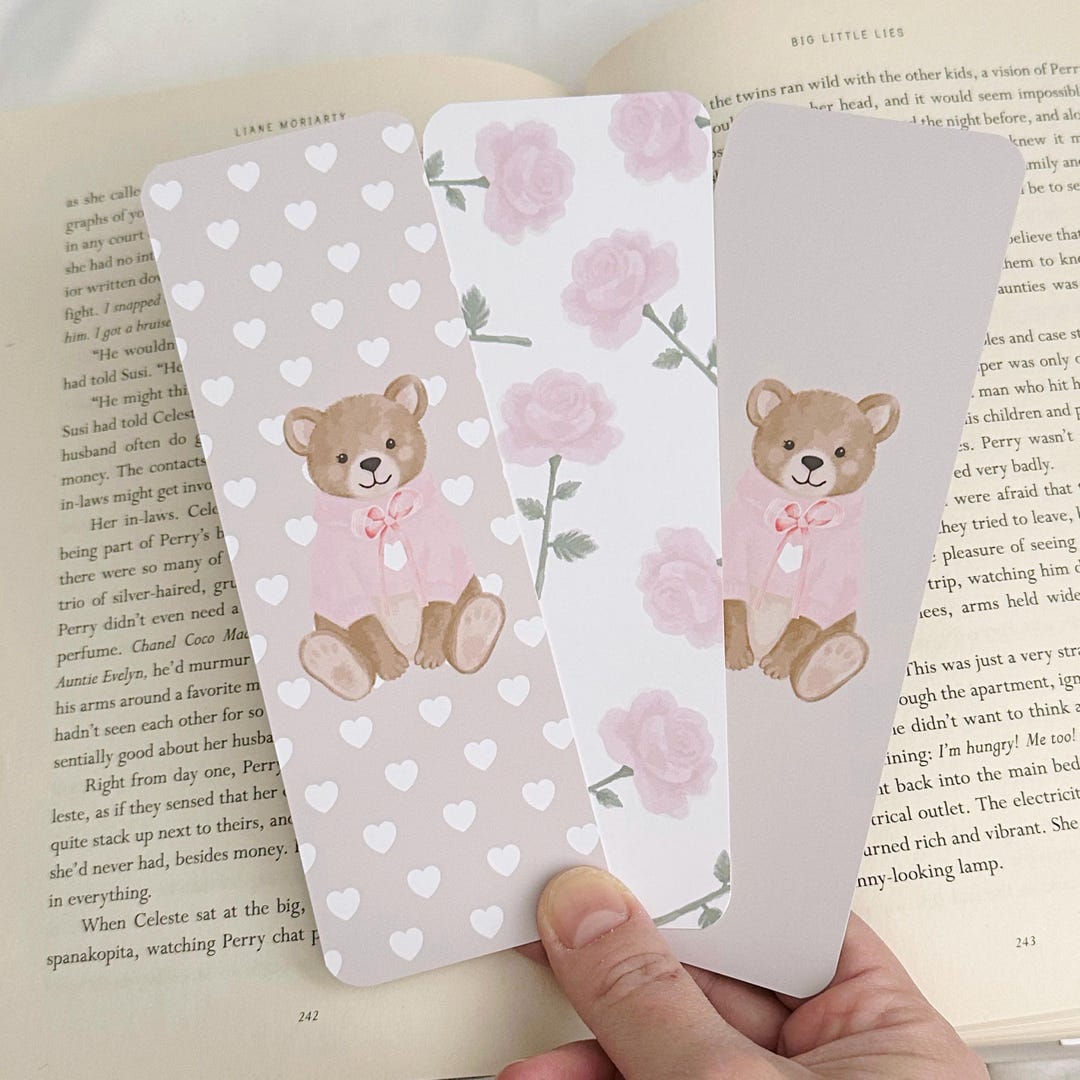 Coquette Teddy Bear Bookmarks, Double-sided Bookmarks Set, Cute Gift ...