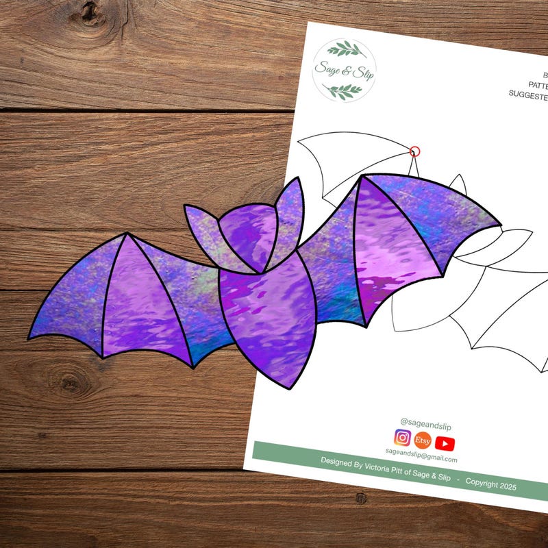 Bat Stained Glass Pattern - Etsy