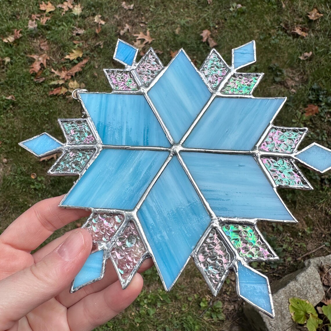 Stained Glass Snowflake Winter Decor Snow Suncatcher Holiday Decor - Etsy