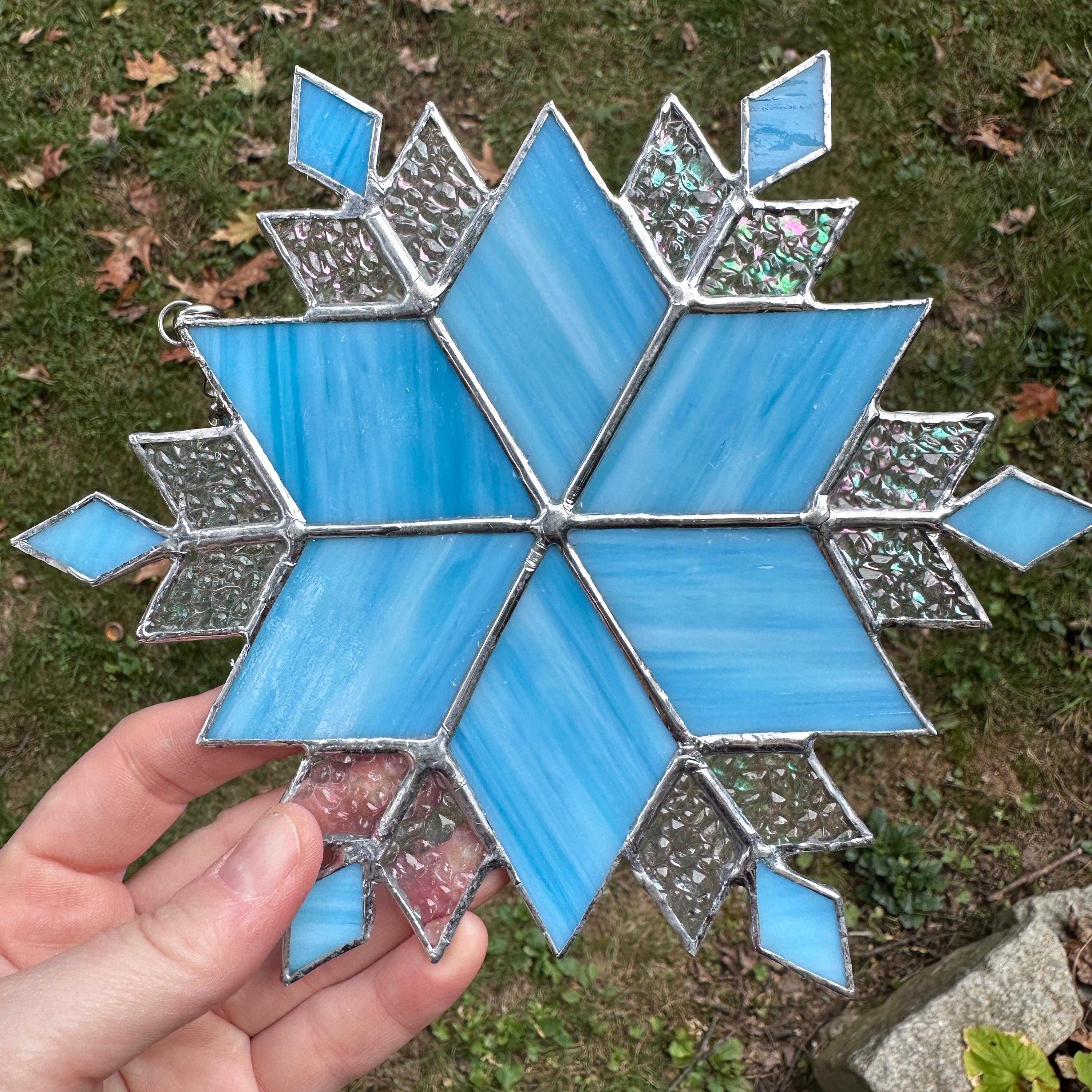 Stained Glass Snowflake Winter Decor Snow Suncatcher Holiday Decor - Etsy