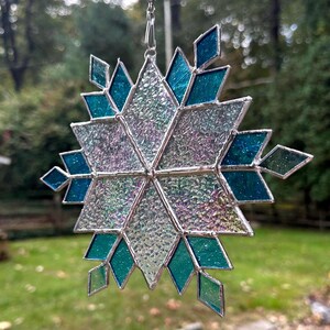 Stained Glass Snowflake Winter Decor Snow Suncatcher Holiday Decor - Etsy