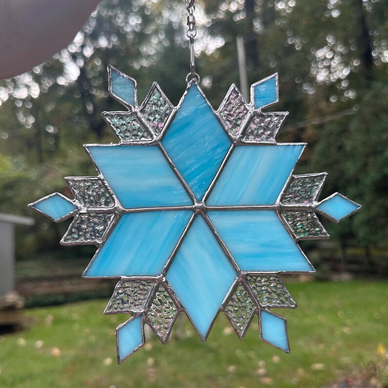 Stained Glass Snowflake Winter Decor Snow Suncatcher Holiday Decor - Etsy