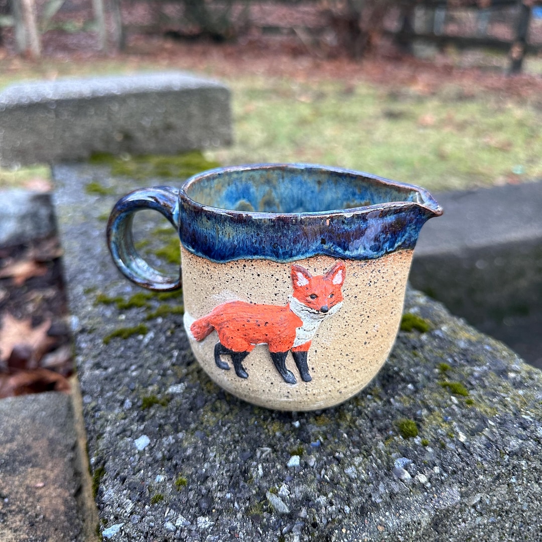 Fox and Hare Creamer Pitcher or Gravy Boat - 10 Oz - Handmade Pottery ...
