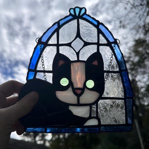 Stained Glass Cat in Window - Cat Lovers - Cat Suncatcher - Etsy
