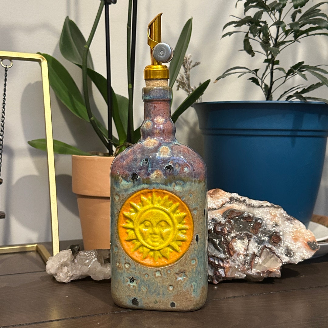 Celestial Ceramic Oil Decanter Bottle - Hand Made - Etsy