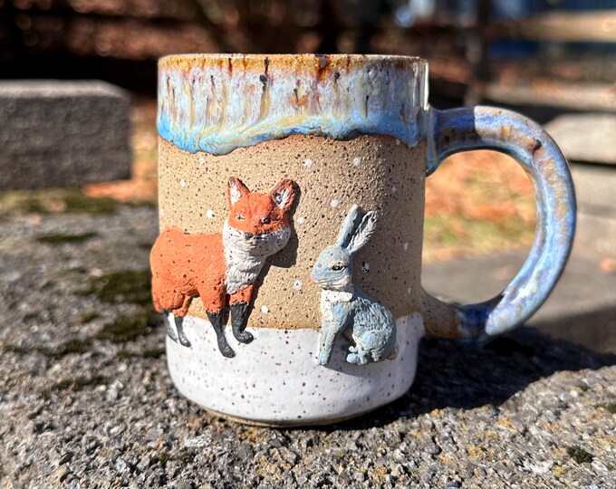The Fox and the Hare Mug 8 Oz Handmade Pottery Stoneware - Etsy
