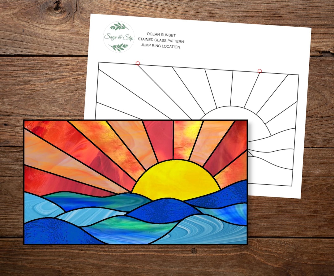 Stained Glass Pattern - Ocean Sunset - Digital Download - PDF and ...