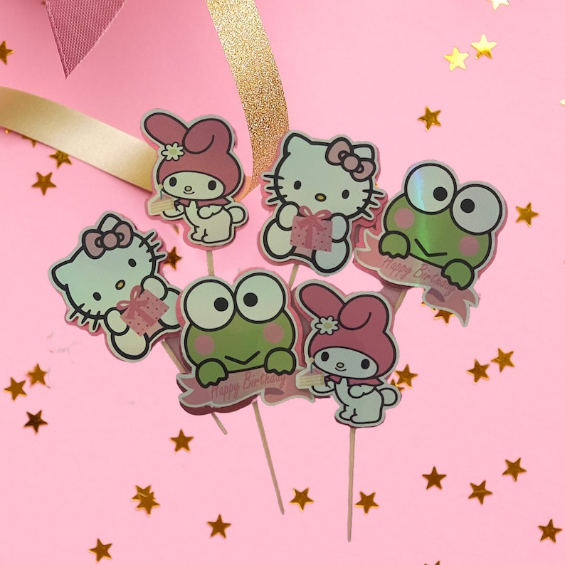 Custom Kitty and Friends Cupcake Toppers - Etsy