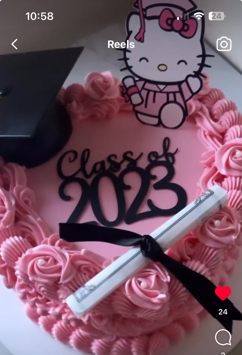 Kawaii Kitty Graduation Cake Topper - Etsy