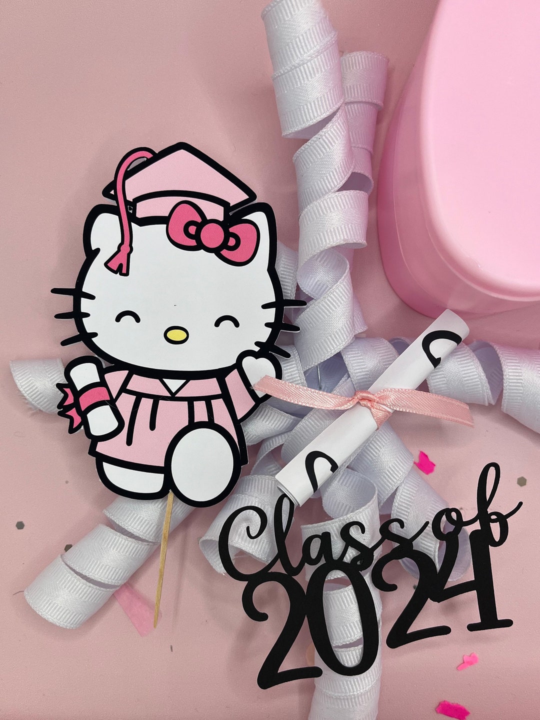 Kawaii Kitty Graduation Cake Topper - Etsy