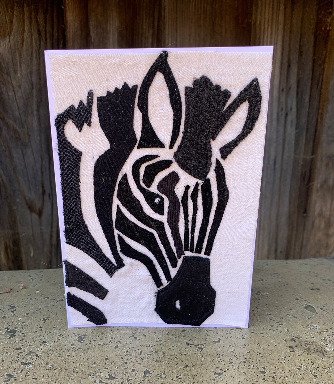 Zebra Handmade Fabric Blank Greeting Card - Etsy