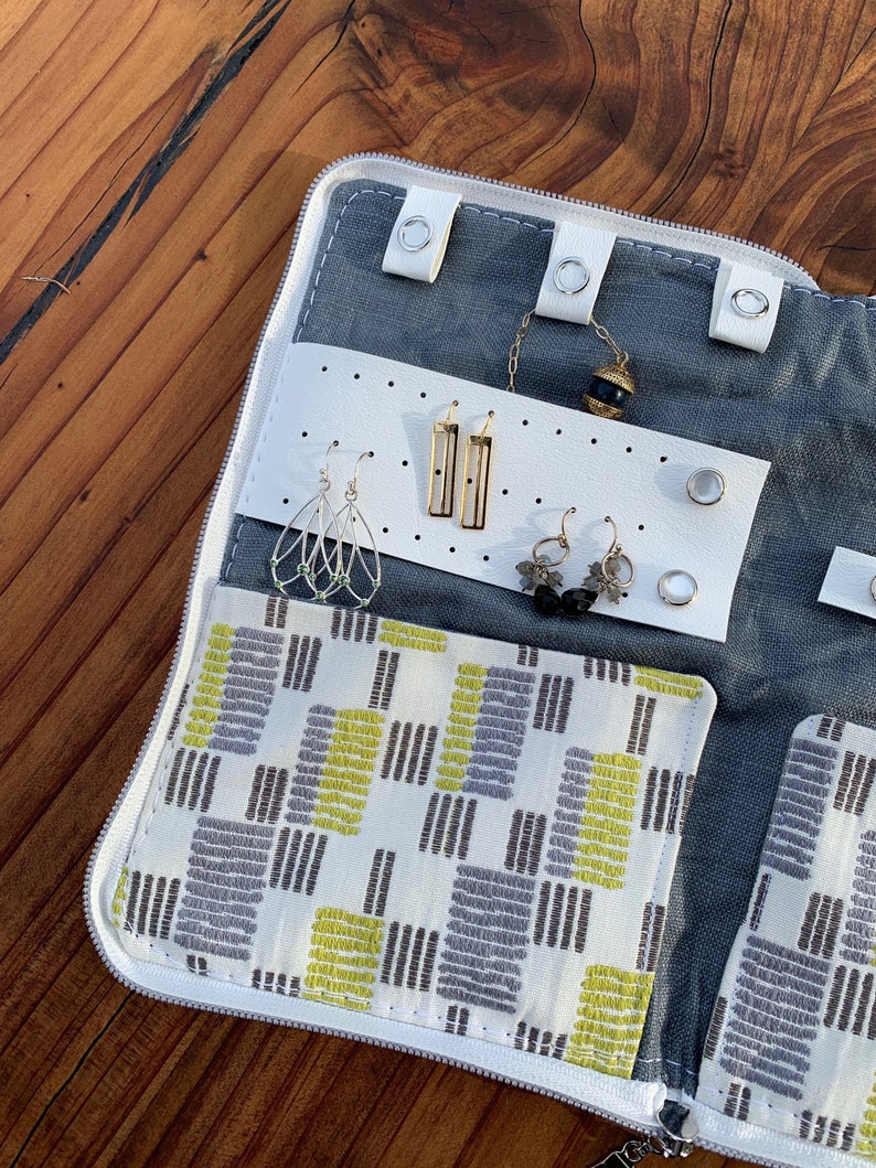 Travel Jewelry Case With Earring Organizer Necklace Holder | Etsy