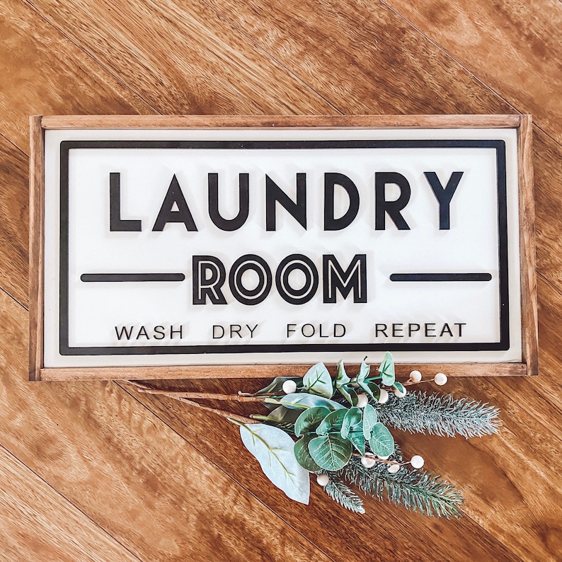Laundry room framed wood sign | Etsy