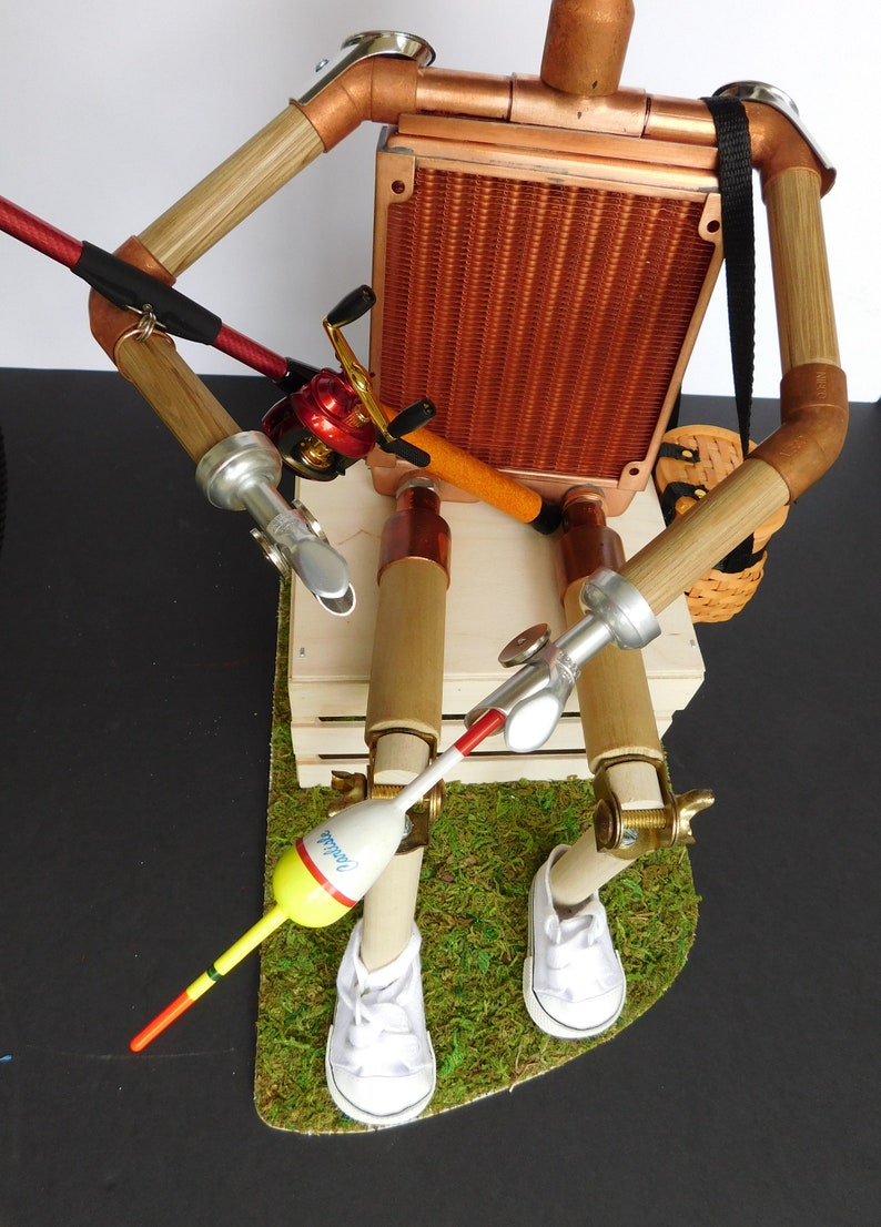 Assemblage Robots, Robot Sculpture, "fritz the Fisherman" - Etsy