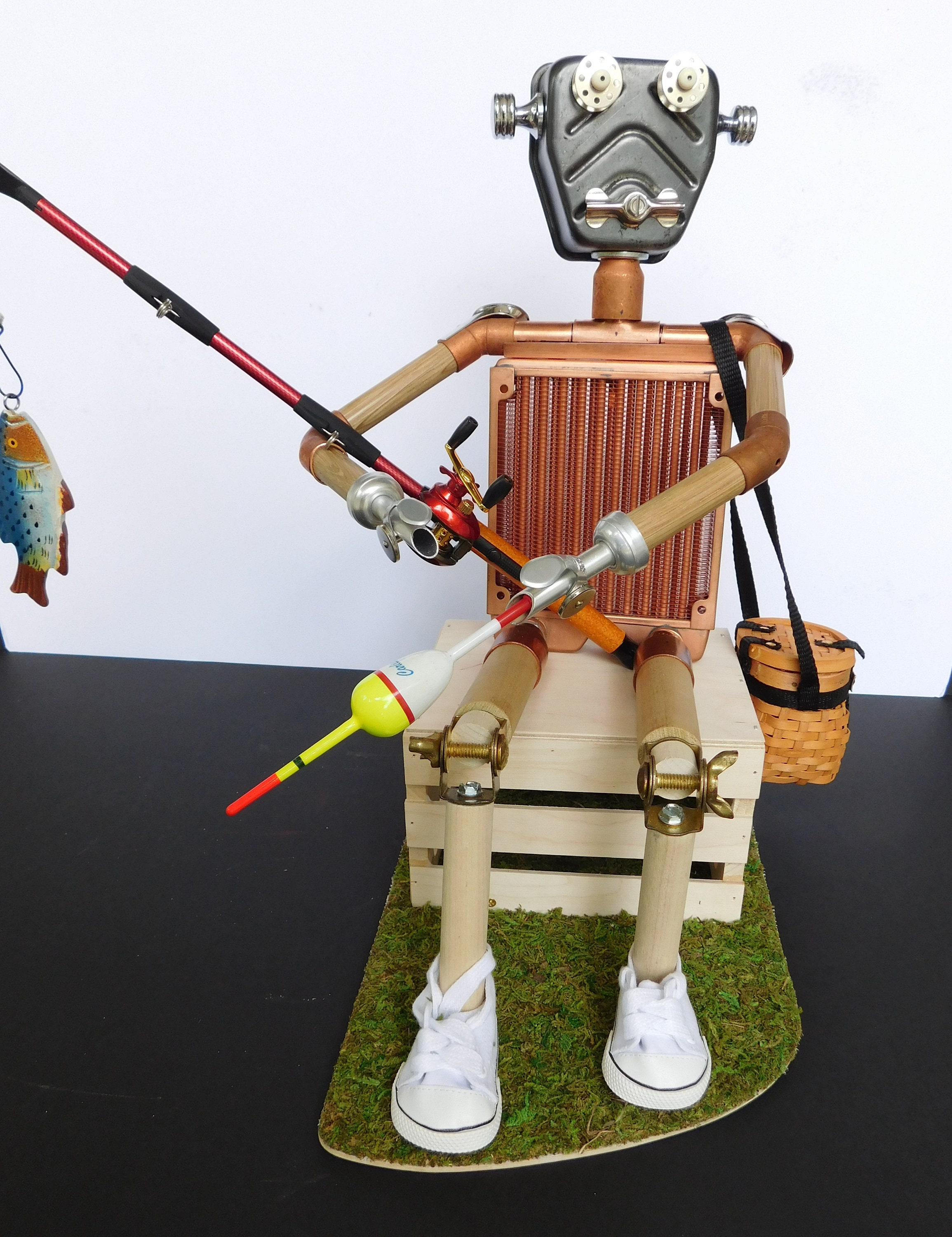 Assemblage Robots, Robot Sculpture, "fritz the Fisherman" - Etsy