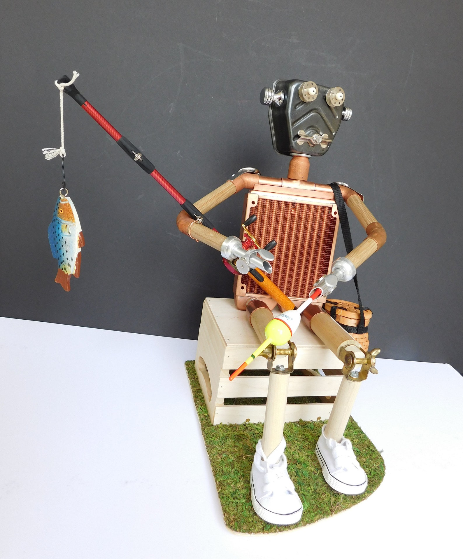 Assemblage Robots, Robot Sculpture, "fritz the Fisherman" - Etsy