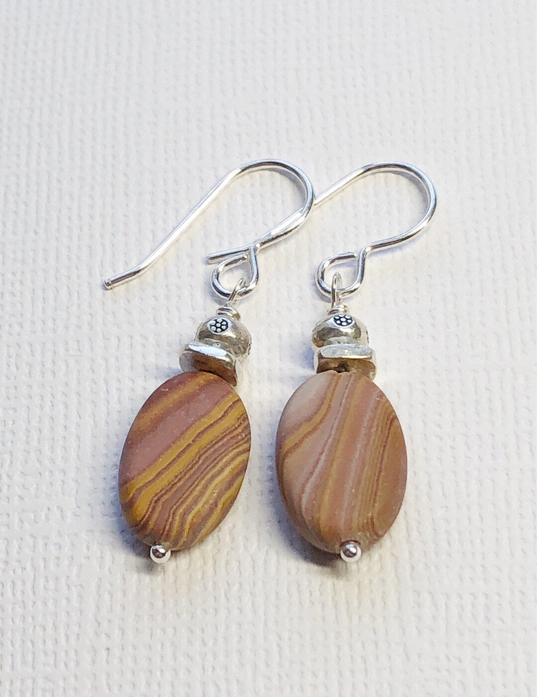 Rare Gemstone Hickoryite Earrings Hill Tribe Fine Silver - Etsy