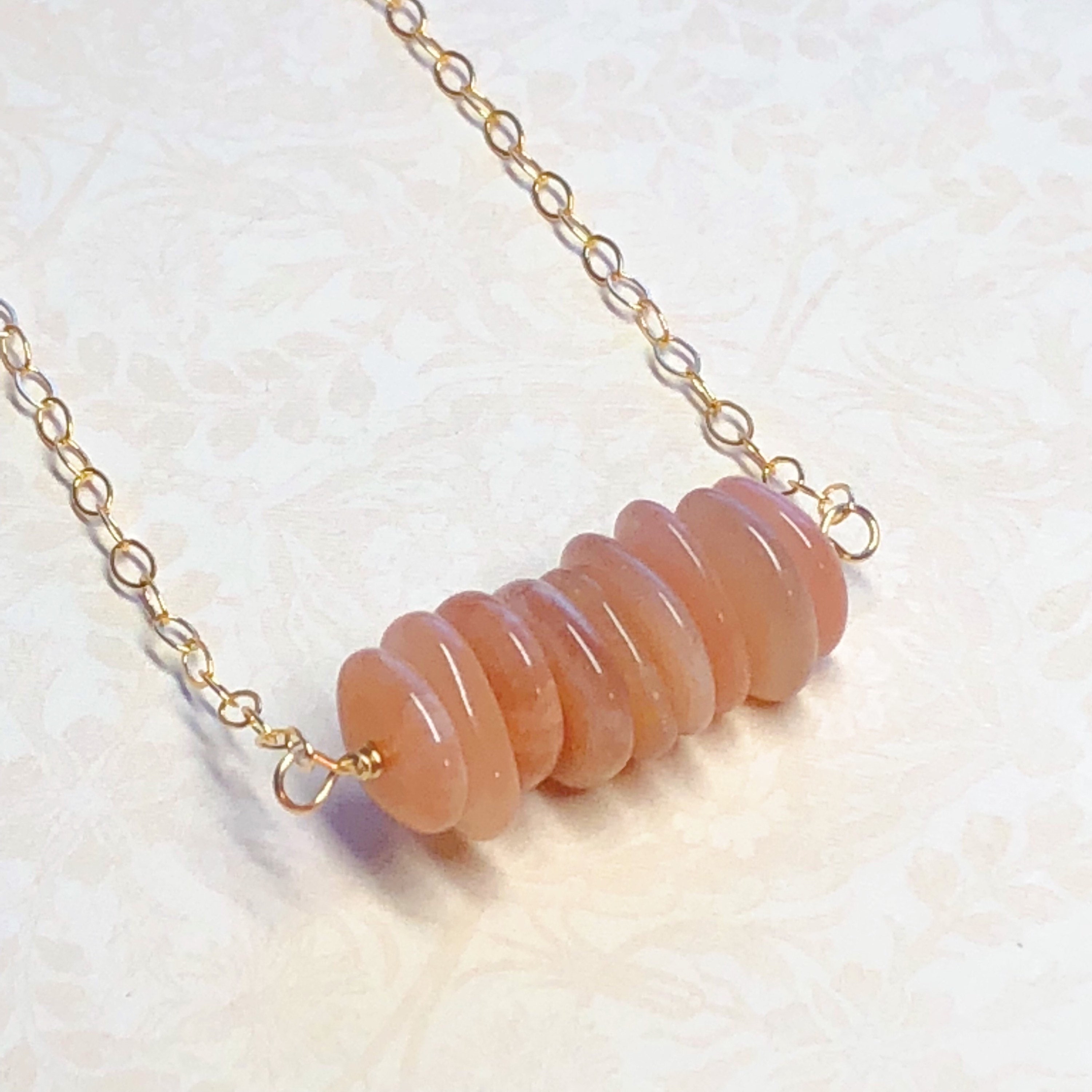 Gold Sunstone Necklace Sundance Style Jewelry 14k Gold Fill Shimmery ...