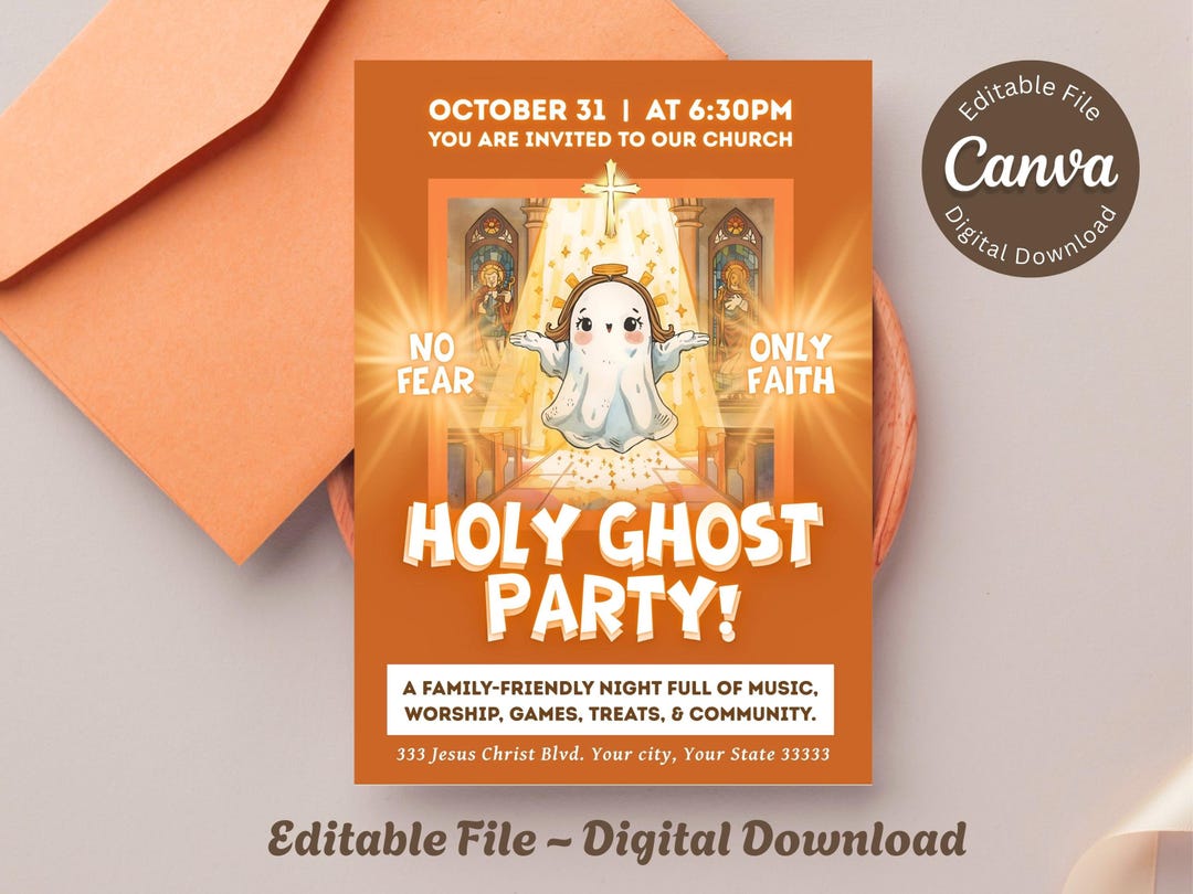 Holy Ghost Party Invitation: Christian Halloween Alternative (digital ...