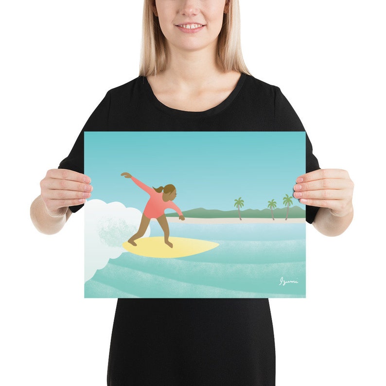 Tropical Surfer Girl Surf Art Poster Prints / Living Bath Bed Room Home ...