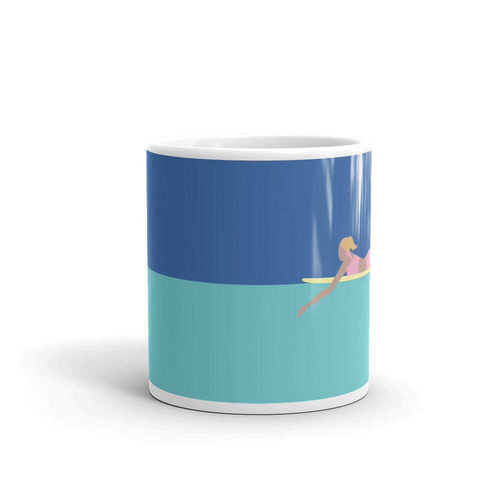 Surfer Girl Mug Cup / Surf Gifts / Surfing Art Mugs / Blue Green Ocean ...