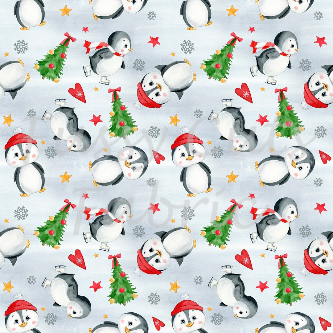 Christmas Penguin Fabric Penguin Fabric Christmas Fabric - Etsy