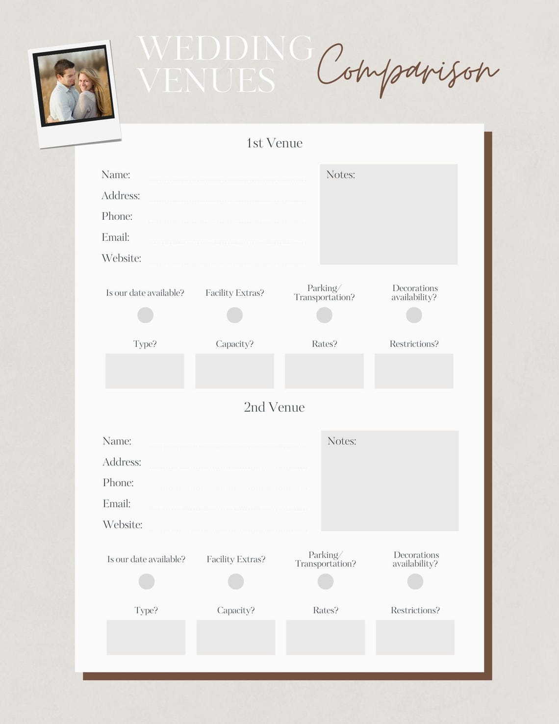 Wedding Venue | Customizable Couple Photo | Wedding Planner Instant ...