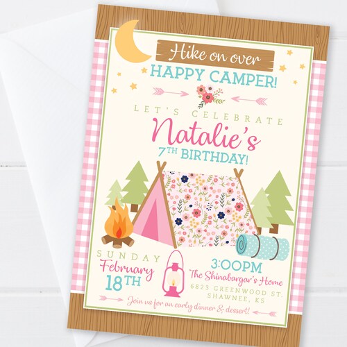 Glamping Invitation Digital or Printed Glamping Birthday | Etsy