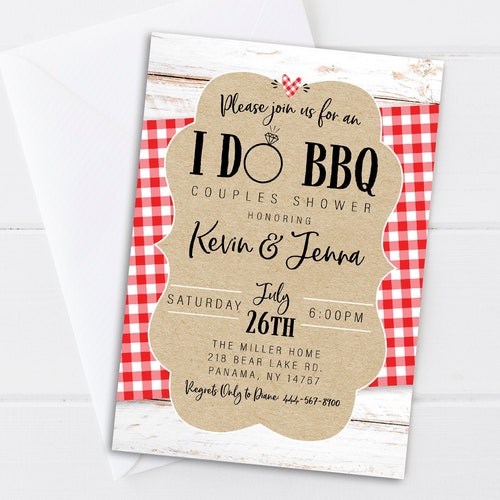 I Do BBQ Invitation Couples Shower Red Printable Invite - Etsy