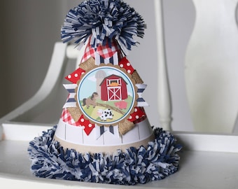 Farm Birthday Party Hat Boy First Birthday Party Hat Farm - Etsy