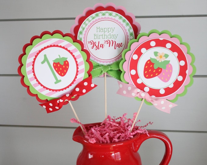 Strawberry Party Straws With Tags Berry First Birthday - Etsy