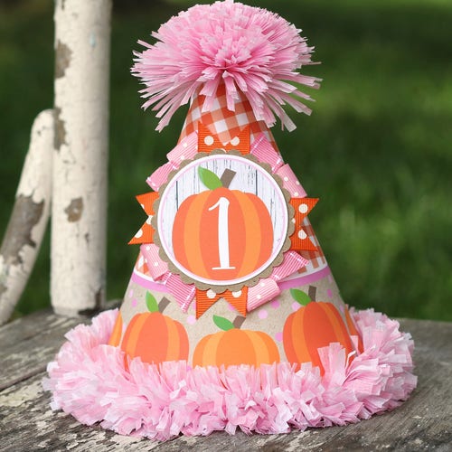 PUMPKIN PINK & GOLD Birthday Party Hat Pumpkins Roses Fall | Etsy