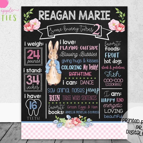 Peter Rabbit Girl Birthday Banner Pink Bunny Birthday - Etsy