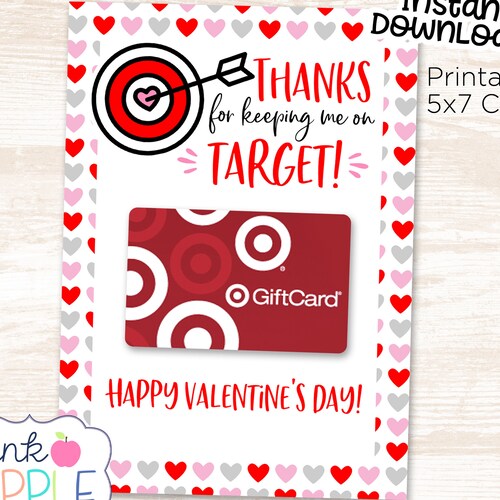 PRINTABLE Teacher Target Gift Card Holder Valentine Teacher | Etsy