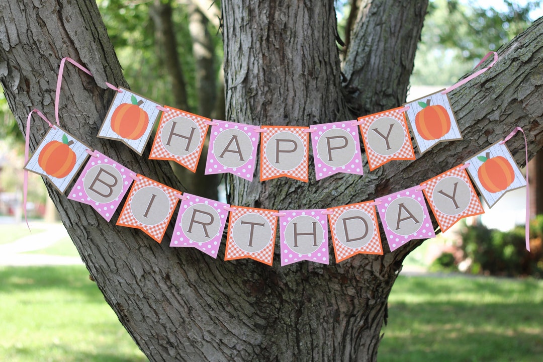 PUMPKIN GIRL Birthday Banner - Little Pumpkin Birthday Decorations ...