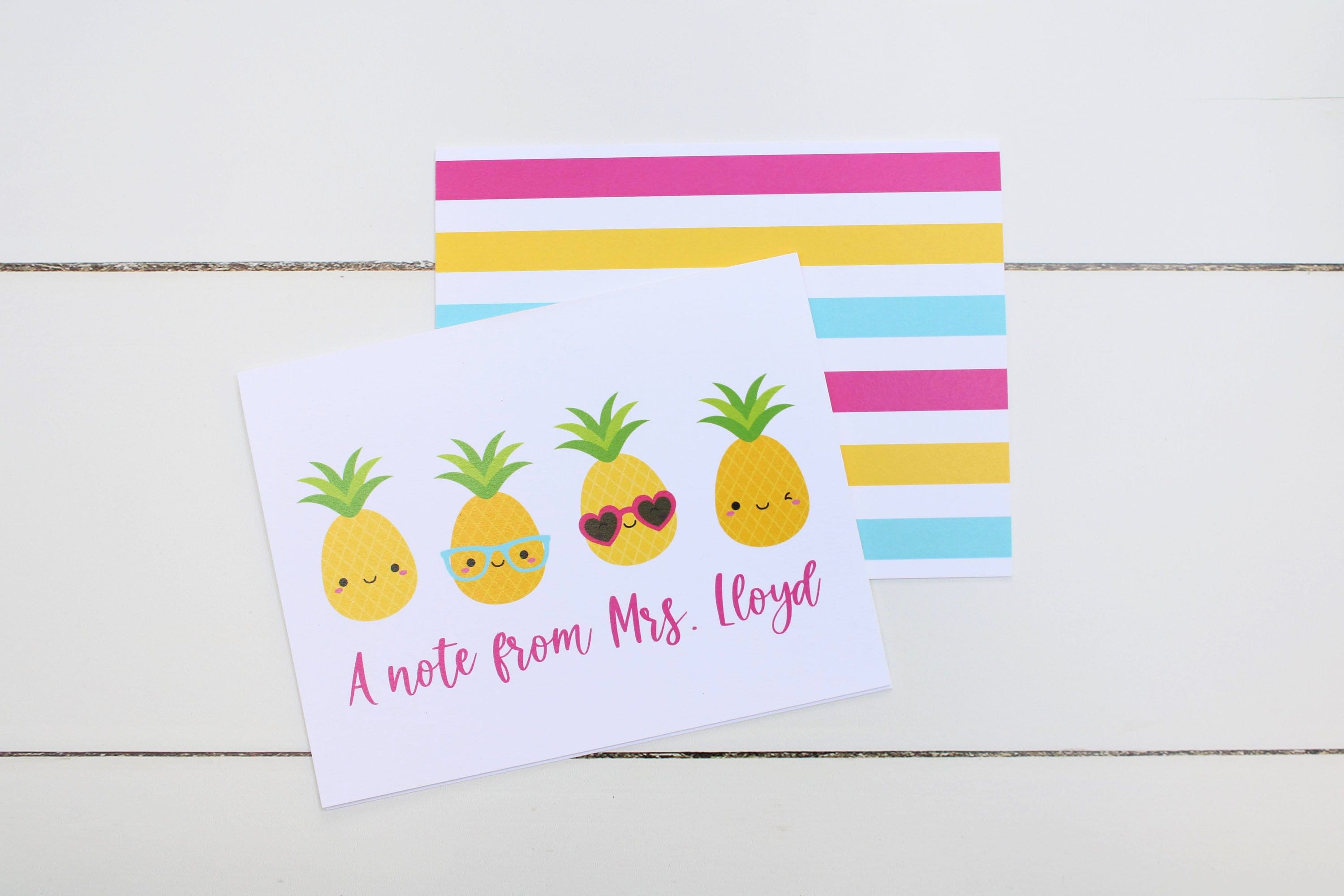 Personalized Teacher Notecards, Pineapple Stationery for Teachers ...