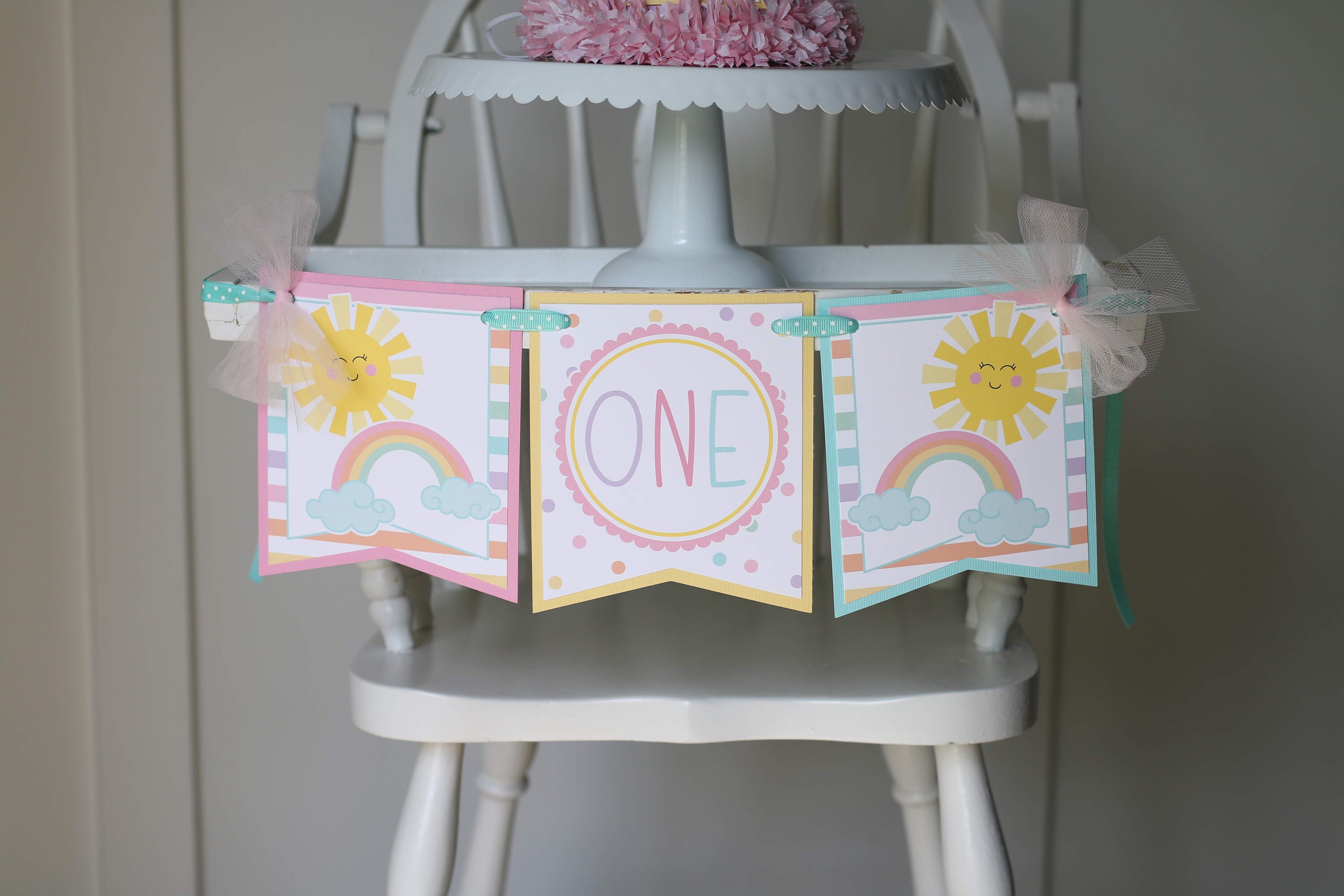 Rainbow Sunshine High Chair Banner, Pastel You Are My Sunshine High ...
