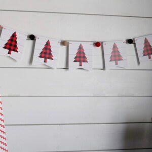 Christmas Banner, Farmhouse Christmas Felt Ball Banner, Buffalo Plaid ...